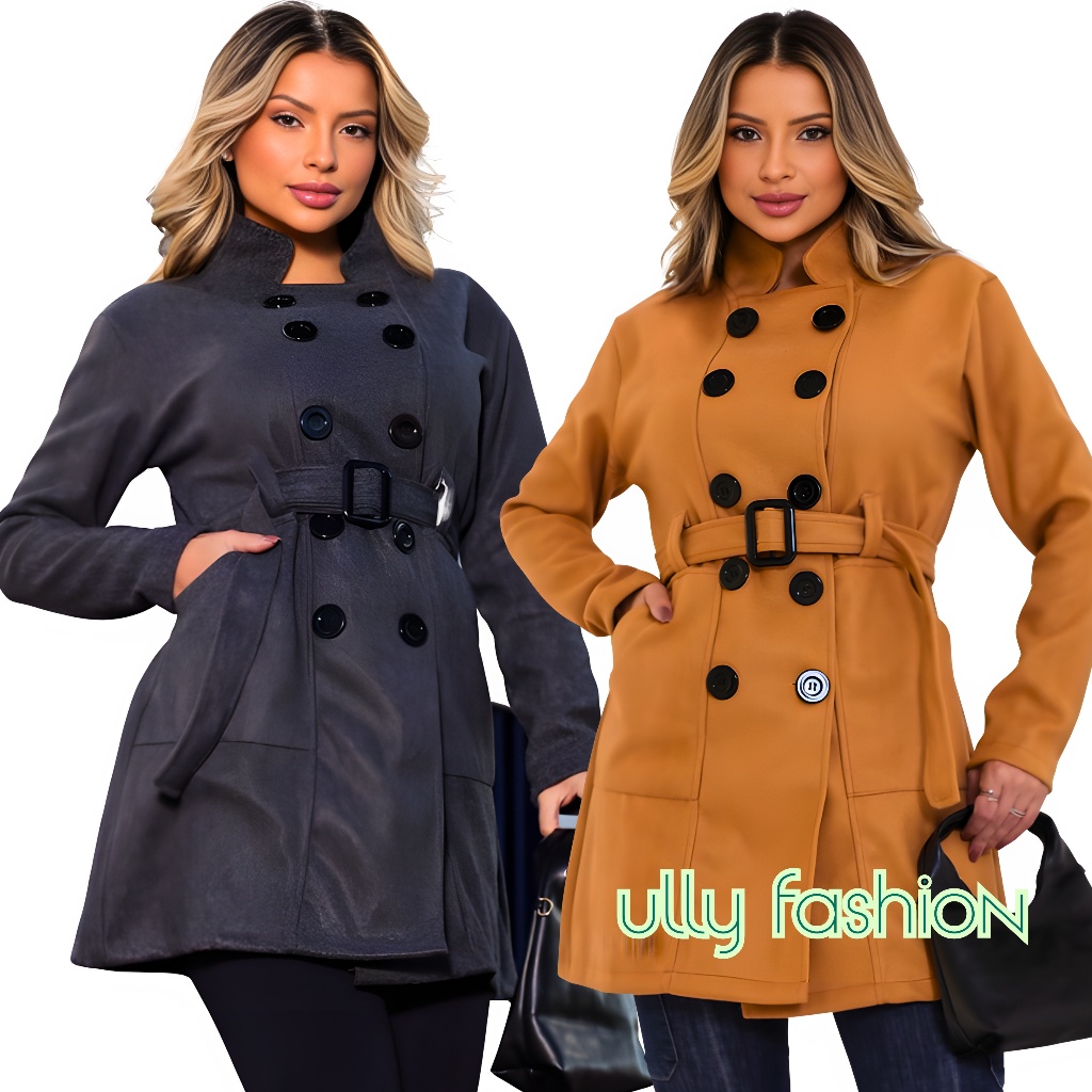 Casaco Sobretudo Feminino Inverno - tecido LÃ BATIDA Linha Premium P-M ...