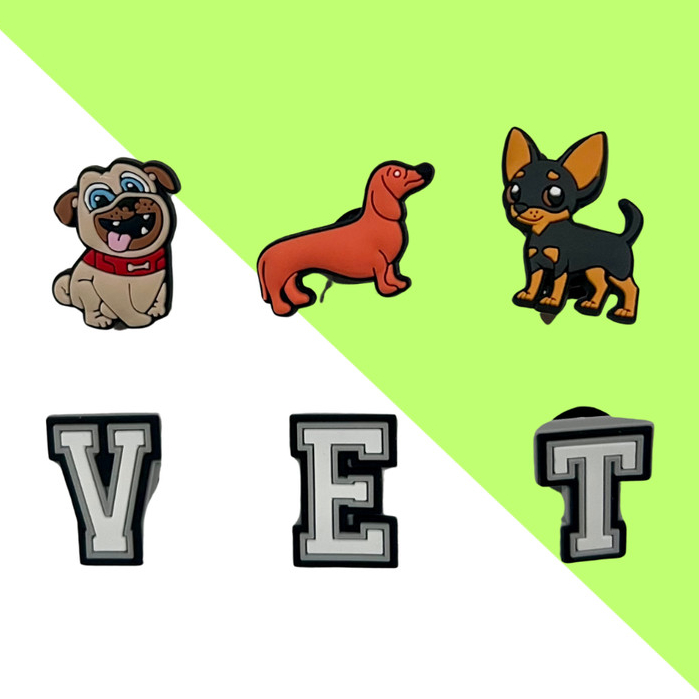 Kit de Pin Gibbets para CroC - Tema Pets e Letras “VET | Shopee Brasil