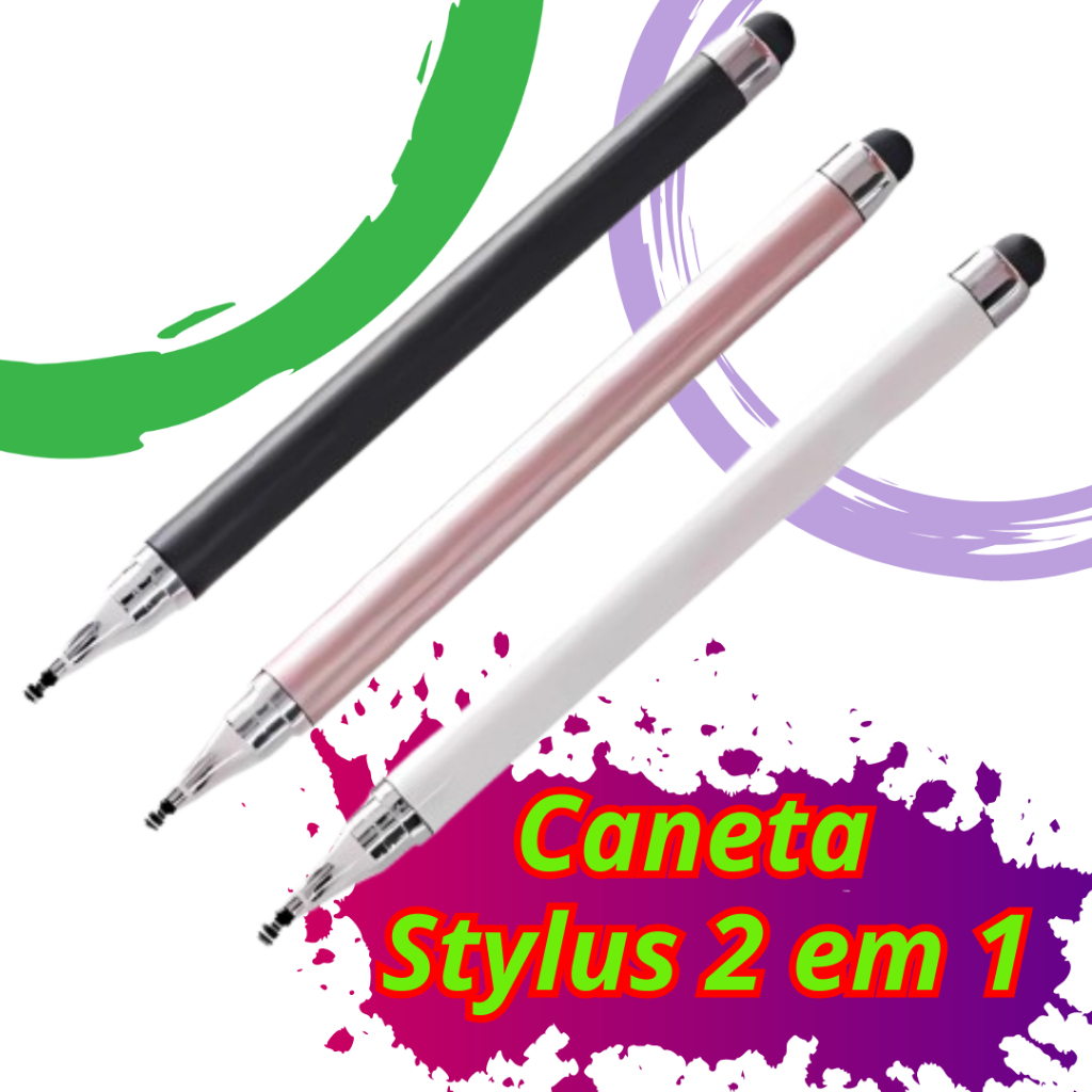 Caneta Touch Screen Stylus Universal 2 em 1 para Tablet, Smartphone e ...