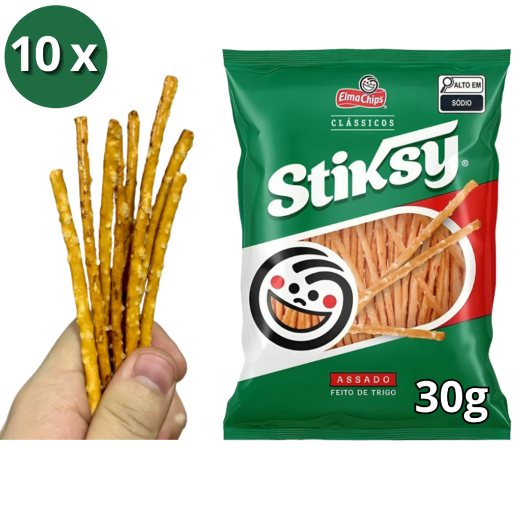 Salgadinho de Trigo Elma Chips Stiksy 30g - Kits C/10/20/30 Unidades ...
