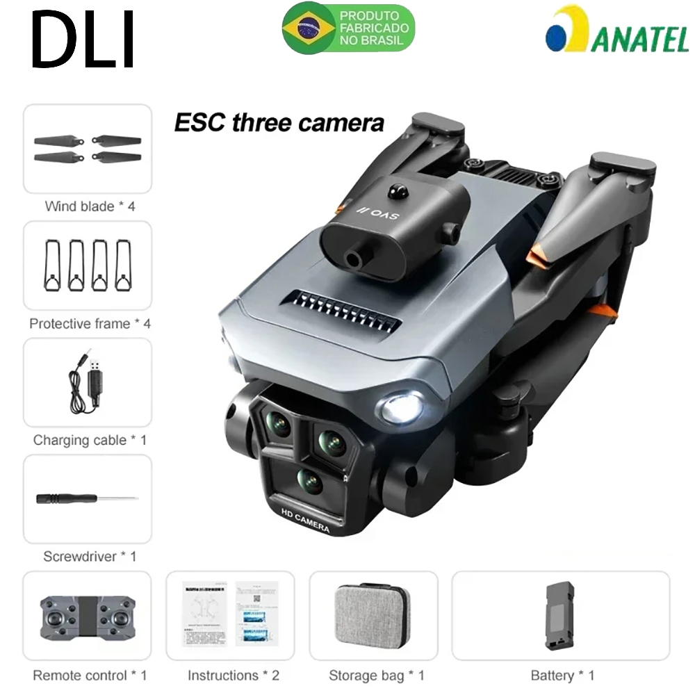 Dli Drone 8K Profissional 3 Cameras Y3 2.4G Controle Remoto Quadcopter ...