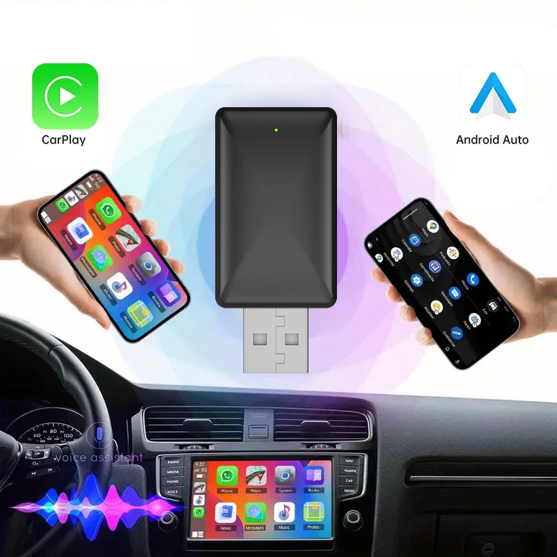 Adaptador USB sem fio Carplay para iPhone Android Auto 2-em-1 carro original com fio Carplay ...