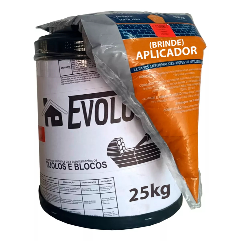 Argamassa Massa Polimérica Cola Tijolo e Bloco - 25kg - Evolumix Alto ...