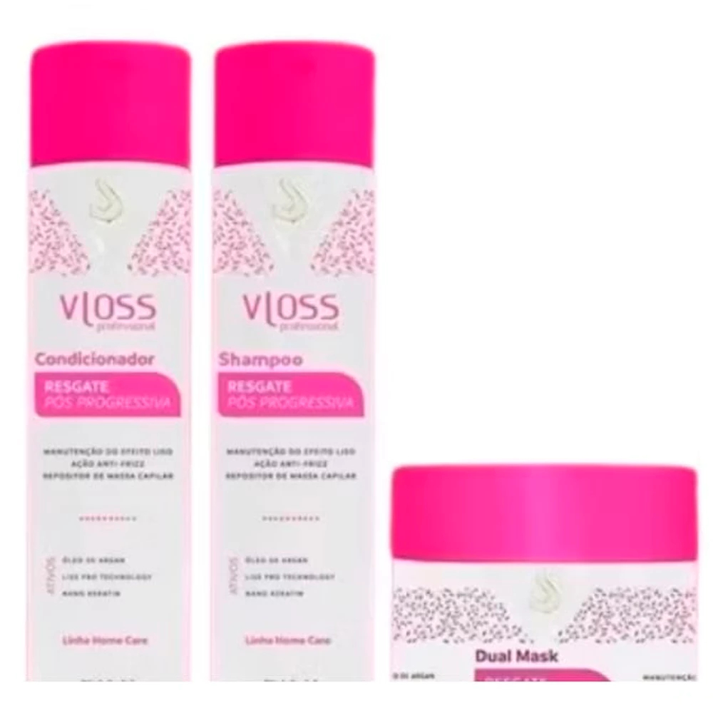 Kit Vloss Resgate Pós Progressiva - Manutenção Efeito Liso 3x300ml ...