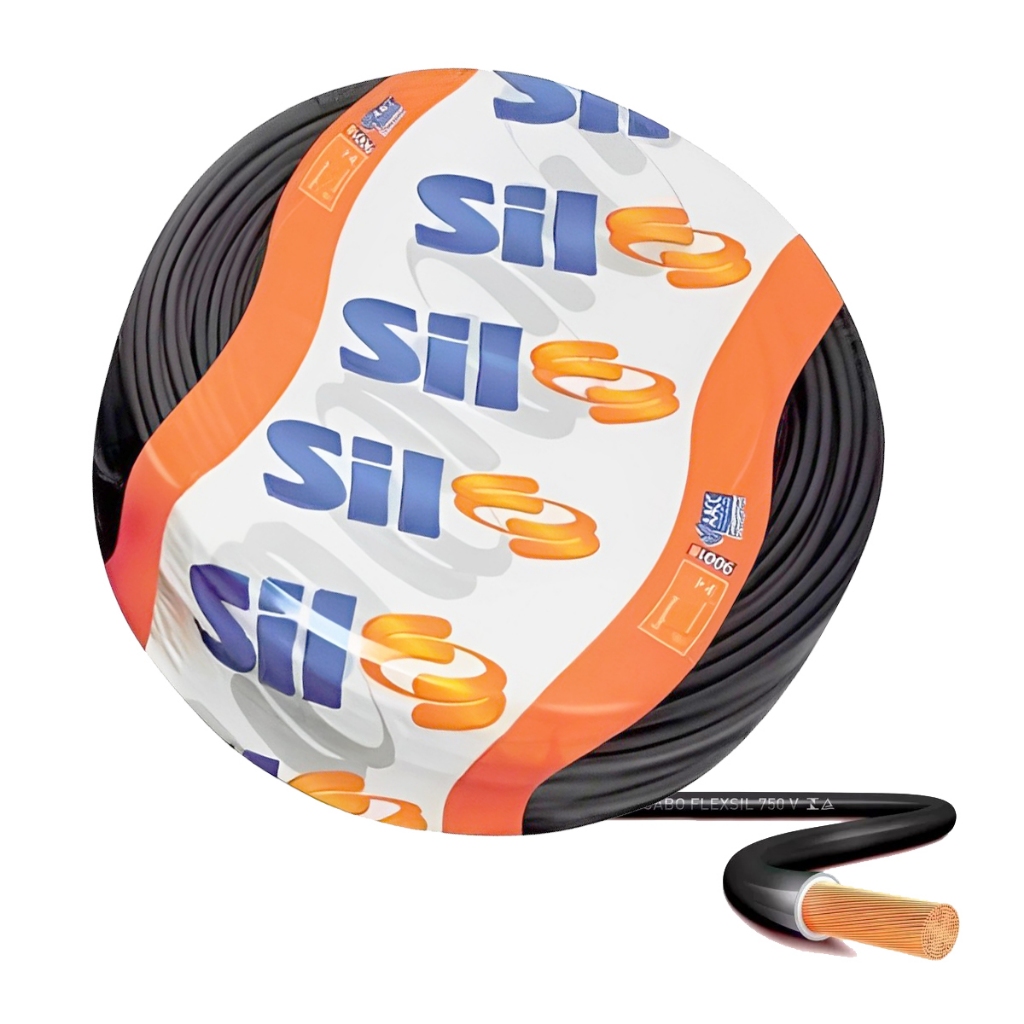 Fio Elétrico SIL Cabo Flexível 4mm Rolo 100 Metros Anti Chamas Inmetro ...