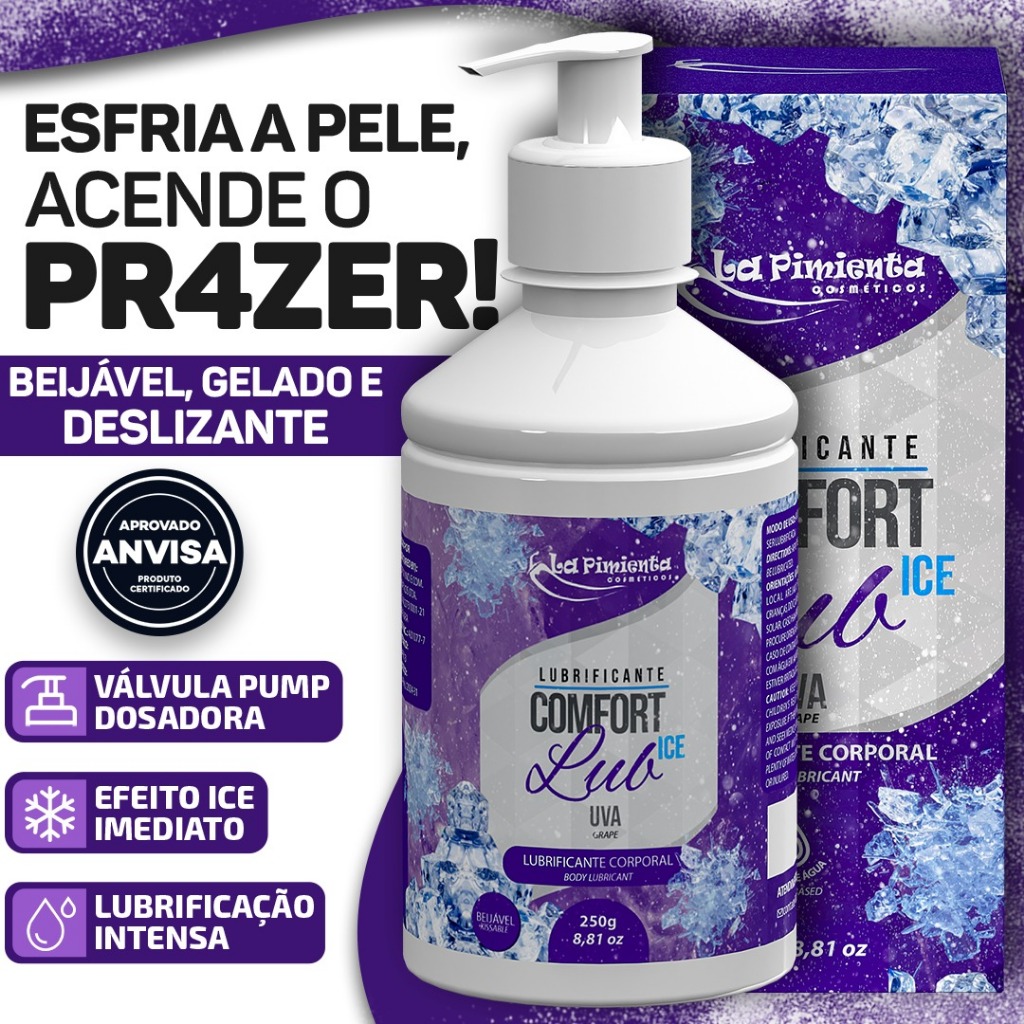 LUBRIFICANTE ÍNTIMO GELADO COM SABOR | COMFORT LUB ICE 250G PARA SEXO ...