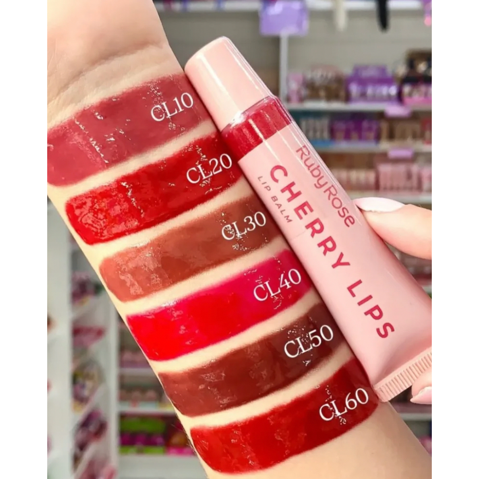 Lip Balm Gloss Labial Cherry Lips RUBY ROSE - Linha Rosa | Shopee Brasil
