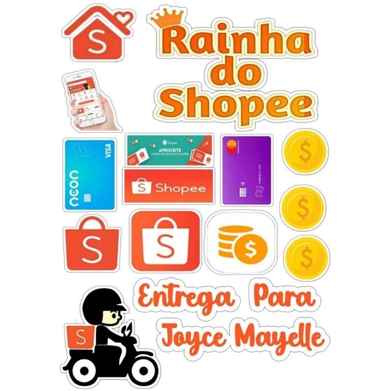 Topo de bolo personalizado shoppe, rei ou rainha da shopee - topper ...