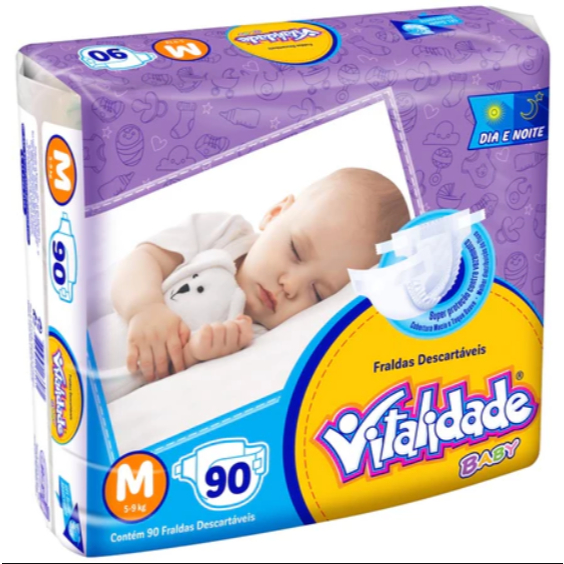 FRALDA INFANTIL VITALIDADE BABY M/ 90un | Shopee Brasil