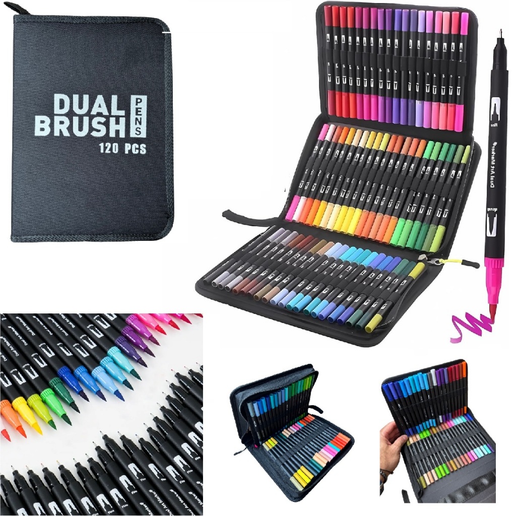 Touch Brush Pen 24/48/80/100/120/168 Canetas Marcador Permanente Ponta ...