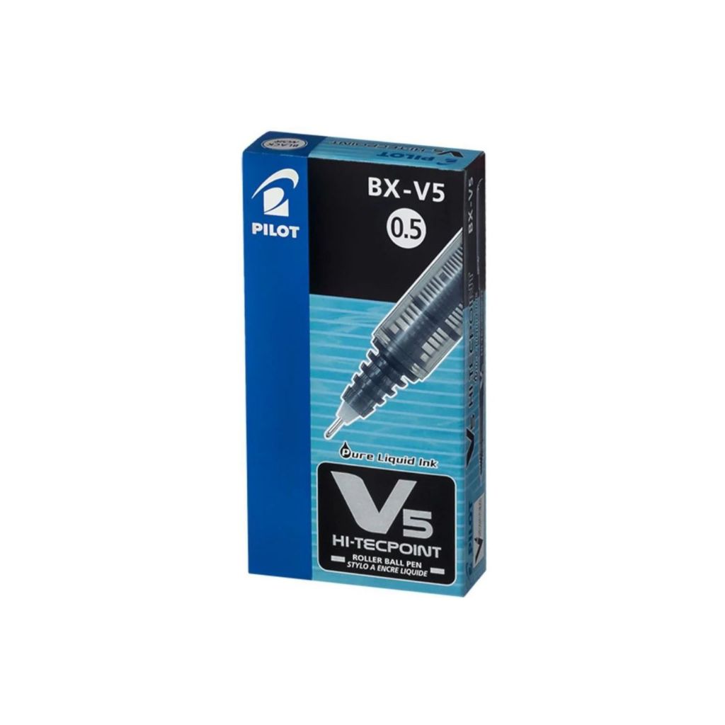Caneta BX-V5 Hi-Tecpoint 0.5 Pilot Preta Pure Liquid INK Caixa 12 ...