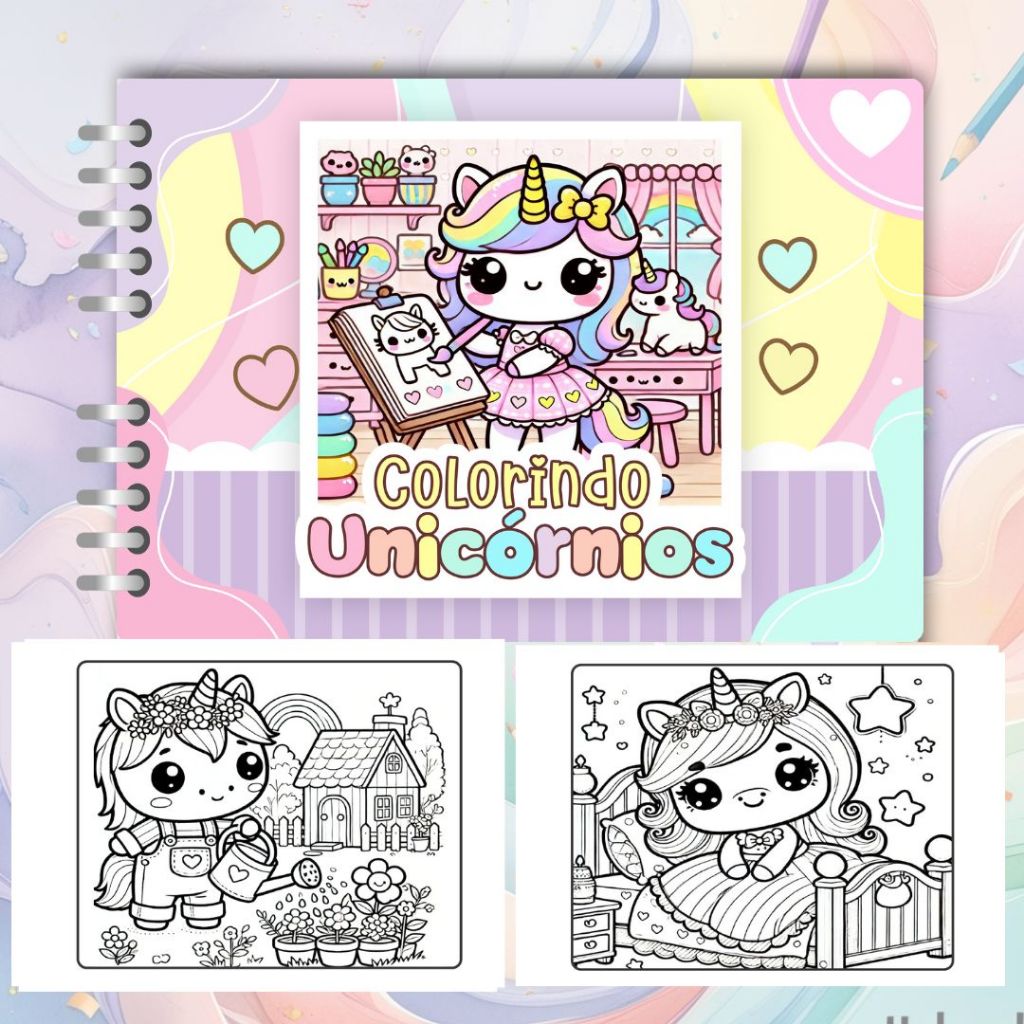 Livro de Colorir Bobbie Goods UNICORNIOS Caderno de Desenho Pintura ...