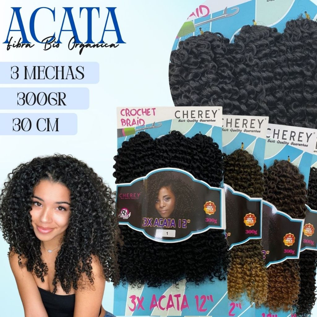 Cherey Cabelo Cacheado Bio Orgânico 30cm Acata Crochet Braid 300gr ...