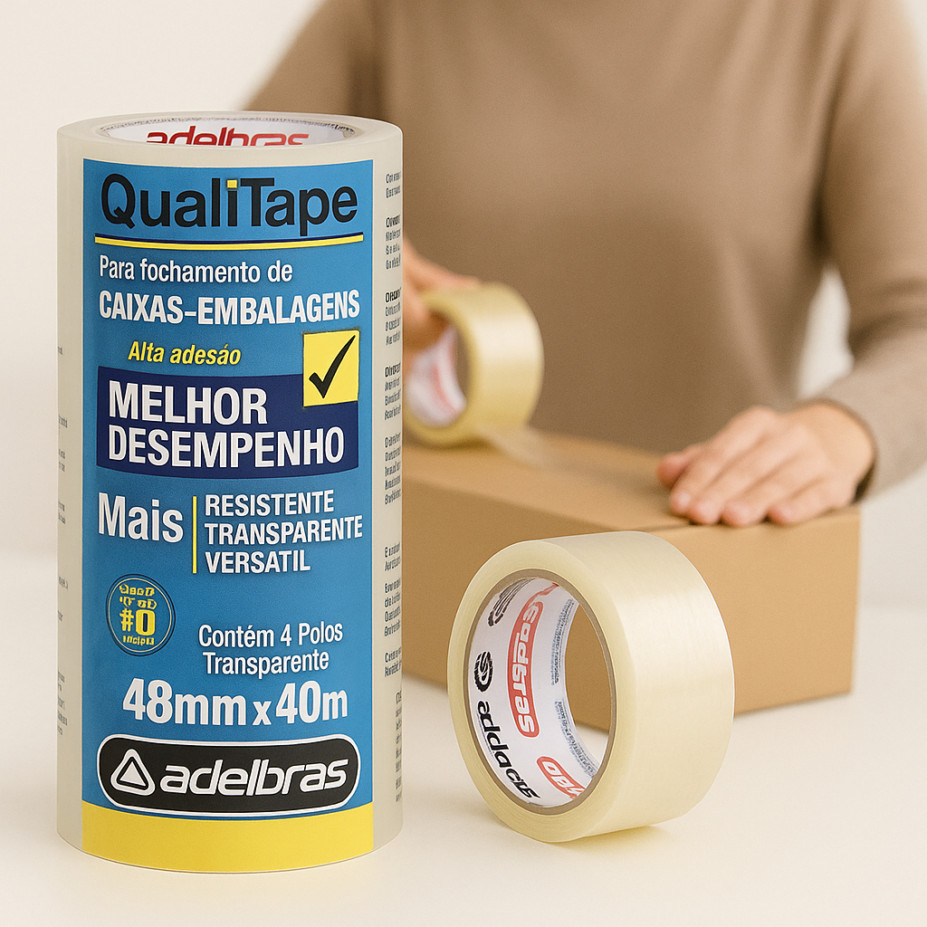 Pacote Fita Adesiva 4 Rolos Transparente 48mm x 40m Alta Aderência ...