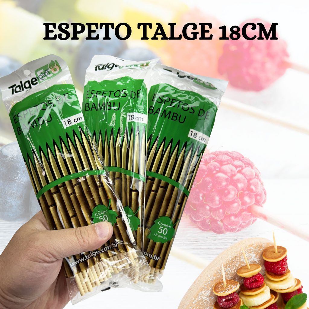 ESPETO 18CM 50 UNIDADES TALGE ECOLOGICO BAMBU NATURAL PALITOS PARA ...