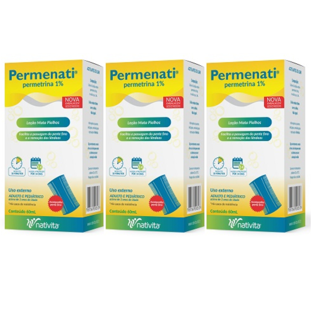 kit 3 Loção mata piolhos permenati permetrina 1% | Shopee Brasil
