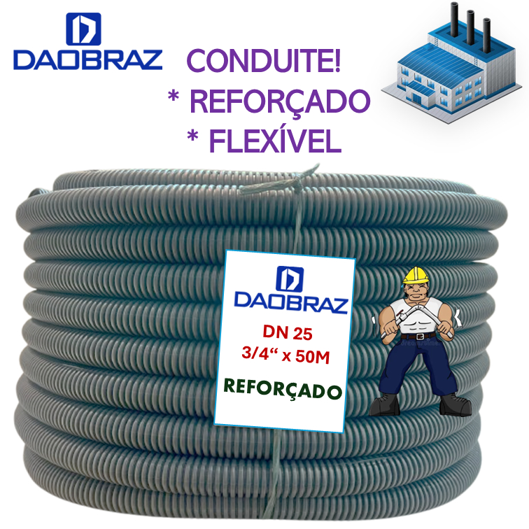 Conduite Corrugado Reforçado 3/4 X 50mts Eletroduto Cinza | Shopee Brasil