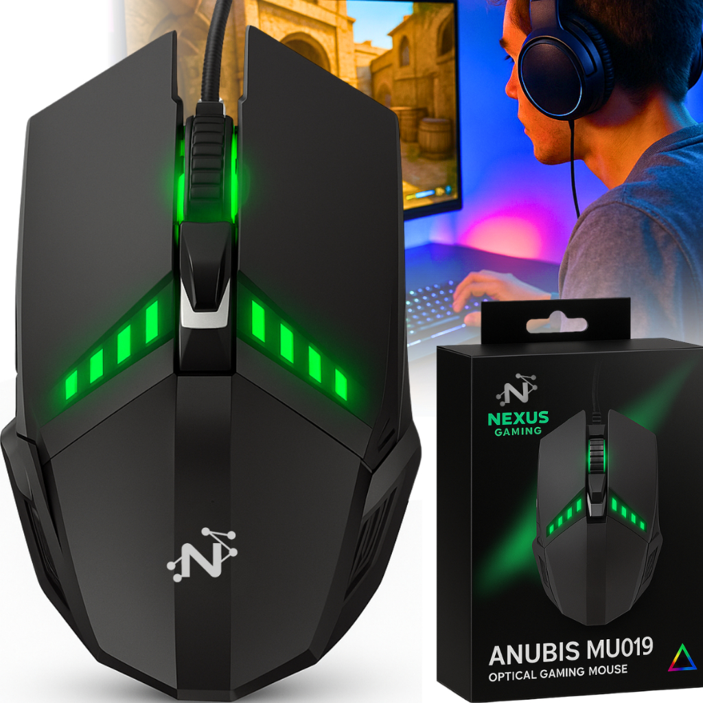 Mouse Gamer Optico Speed Ergonômico 1200dpi LED RGB USB Macro 1000Hz eSports Nexus | Shopee Brasil