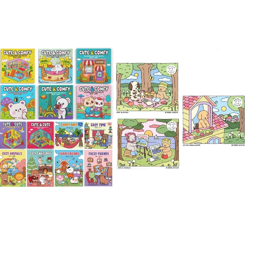 Coleção Bobbie Goods Cute & Comfy Coloring Book for Adults Cozy ...