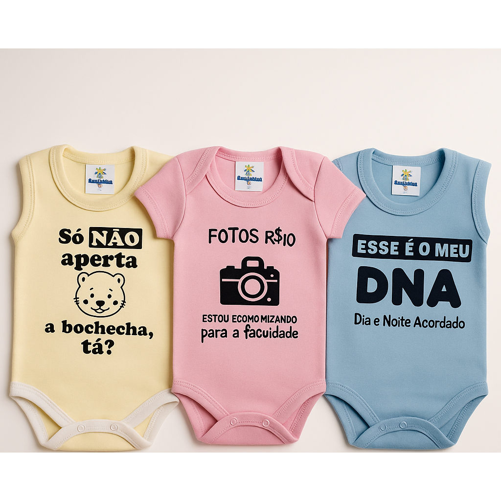 Kit 2 Bodys Frases Bebê Menino Menina Unissex Mesversário P M G | Shopee Brasil