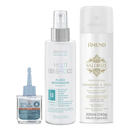 Multibenefícios Amend (10 em 1) + Shampoo a Seco + Reparador de Pontas ...