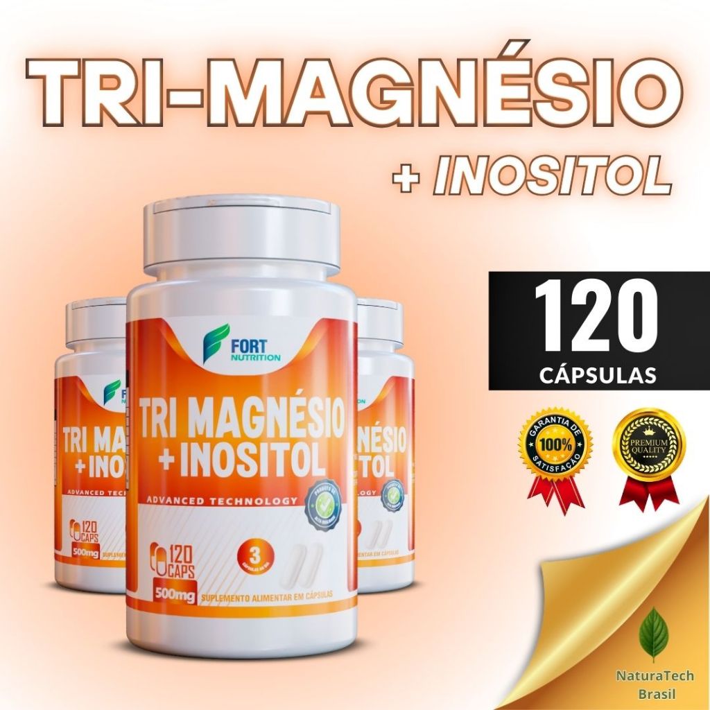Tri-Magnésio + Inositol | 500mg | 120 Cápsulas | Fórmula Premium ...