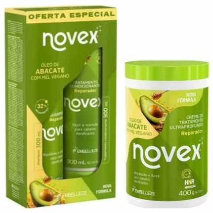 Kit Vitay Novex Óleo de Abacate Shampoo 300ml e Condicionador 300ml Máscara de Tratamento 400g ...