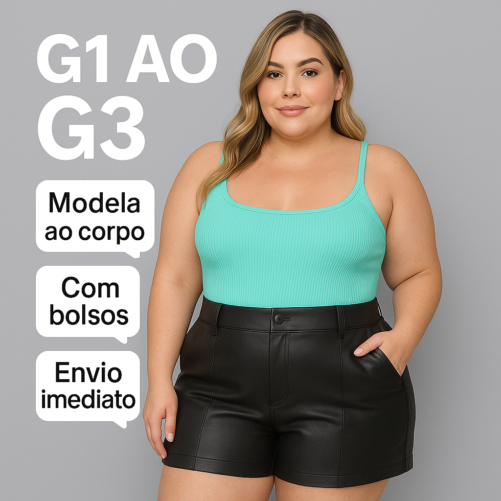 SHORT PLUS SIZE FEMININO COURO FAKE BERMUDA CINTURA ALTA MODA | Shopee ...