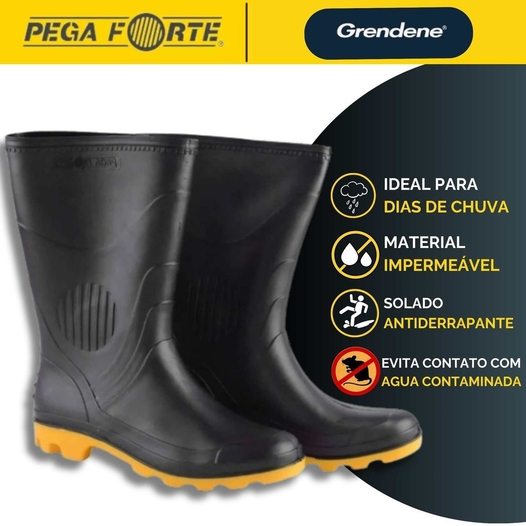 BOTA PVC CANO MEDIO PEGA FORTE GRENDENE FORRADA IMPERMEAVEL GALOCHA PVC ...