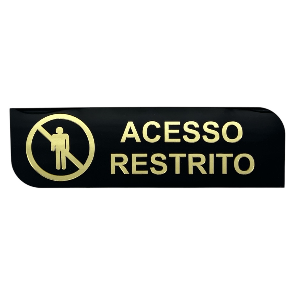 Placa Sinalização Acesso Restrito Porta Proibida Entrada Acrílico Preto ...