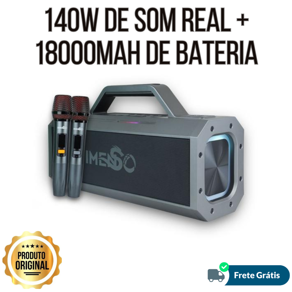 Caixa de Som X52 Imenso 140w Bateria 18000mah com Microfone e Controle ...