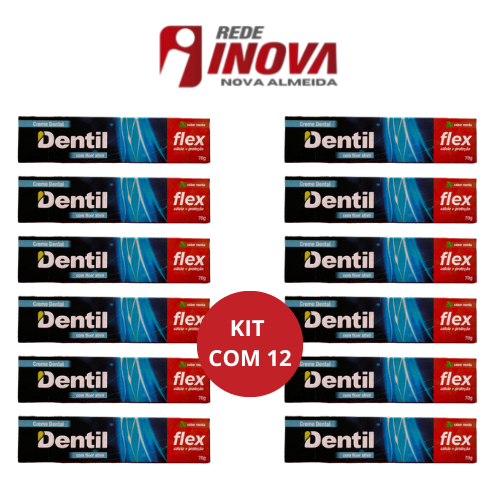 Kit C/12 Creme Dental Dentil Com Flúor Flex Sabor Menta (70g cada ...