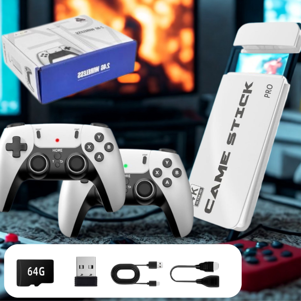 Vídeo Game Stick Retrô M15 Pro 4k 64gb Hdmi Com 2 Controles Sem Fio ...