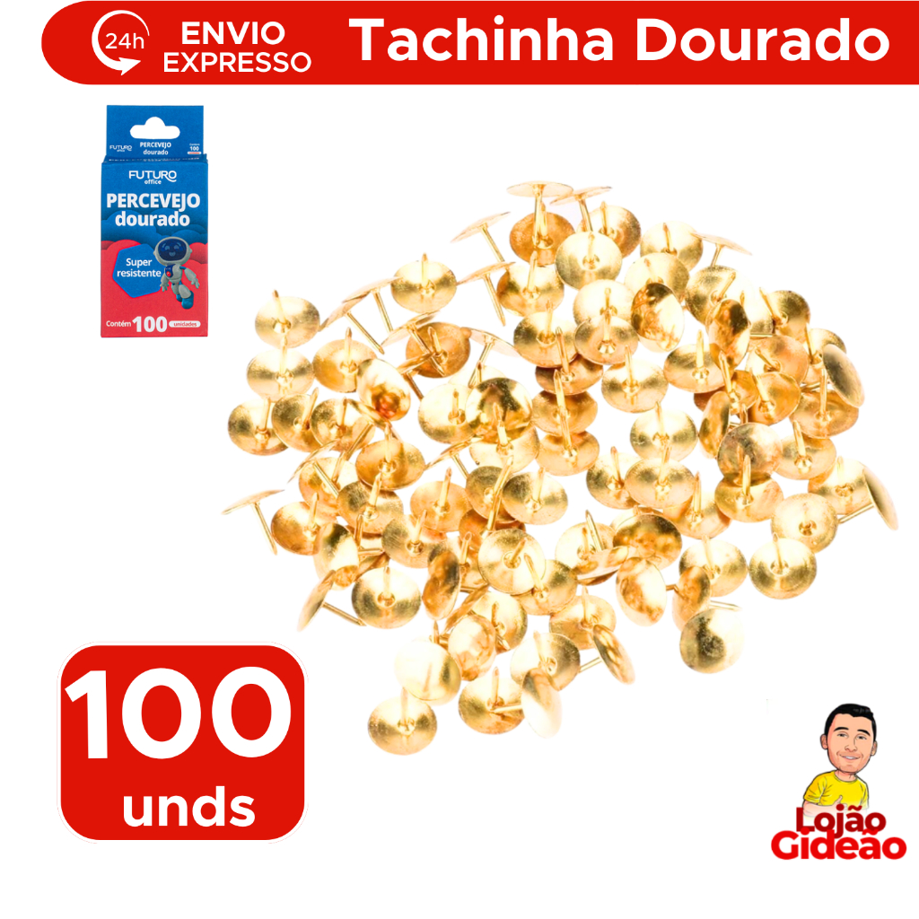 Caixa Percevejo Latonado 100 unidades Tachas Para Quadro De Cortiça ...