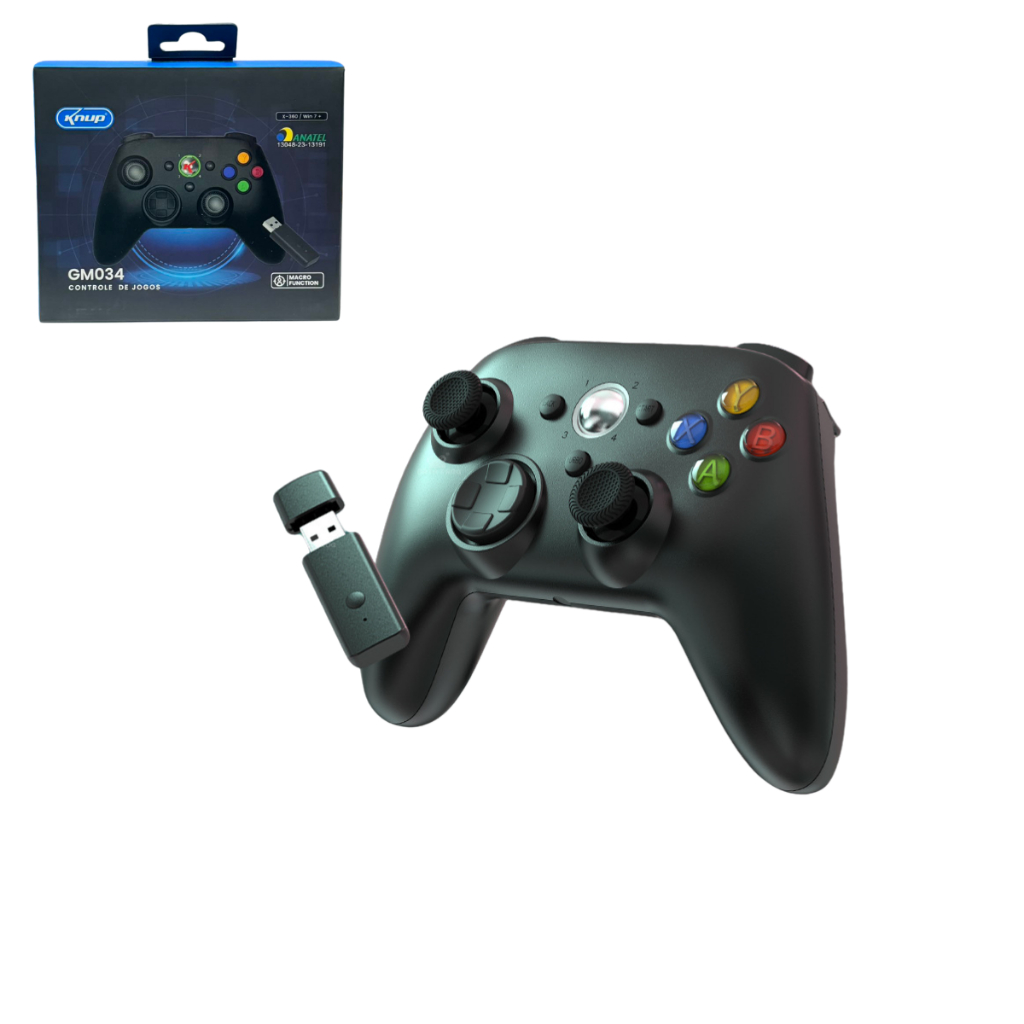 Controle Sem Fio Joystick Com Botão Turbo Para PC E Xbox 360 Knup ...