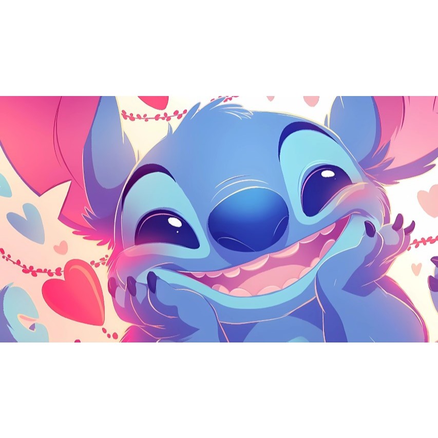 Painel stitch coração fofo retangular de lona para decoração de festa ...