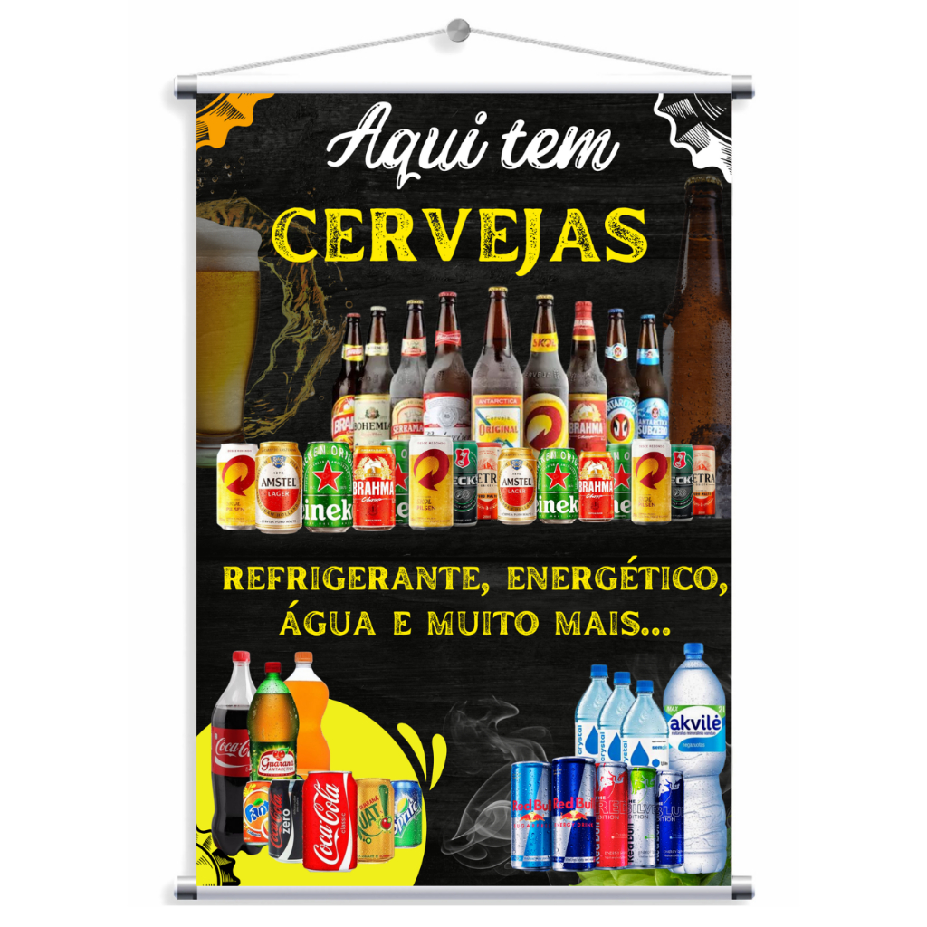 BANNER AQUI TEM CERVEJA BAR RESTAURANTE FOOD TRUCK LANCHONETE BARRACA AMBULANTE (BAN 41 ...