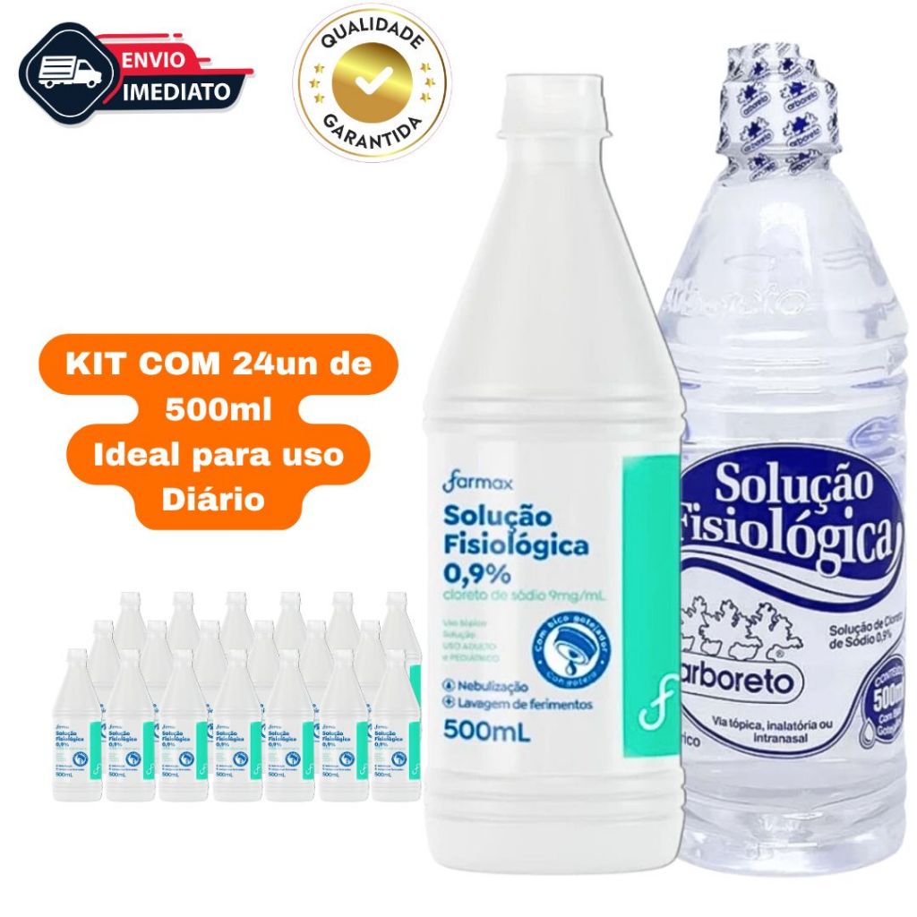 Kit C/24 Unidade Soro Fisiológico Sorimax-Arboreto 0,9% 500ml Farmax Envio Imediato | Shopee Brasil