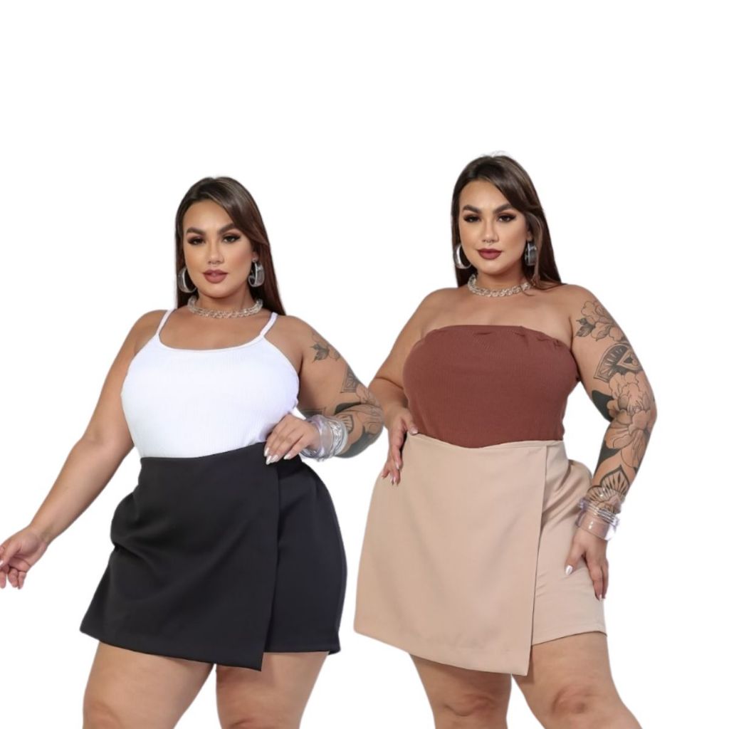Short Saia feminino Plus Size Short Saia social Premium Alfaiataria ...