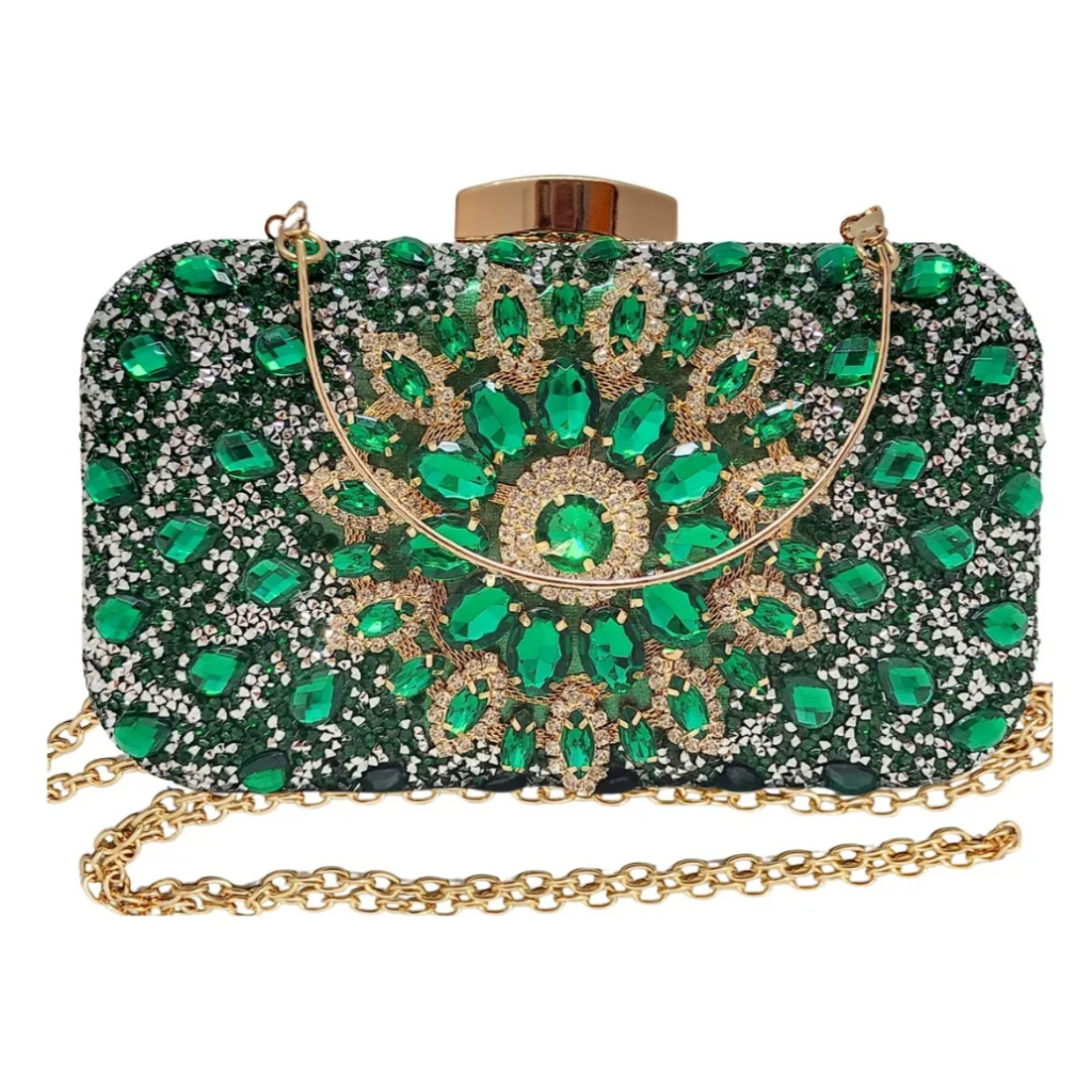 Bolsa Clutch Verde Festas Casamentos Eventos Madrinhas Pedras | Shopee ...