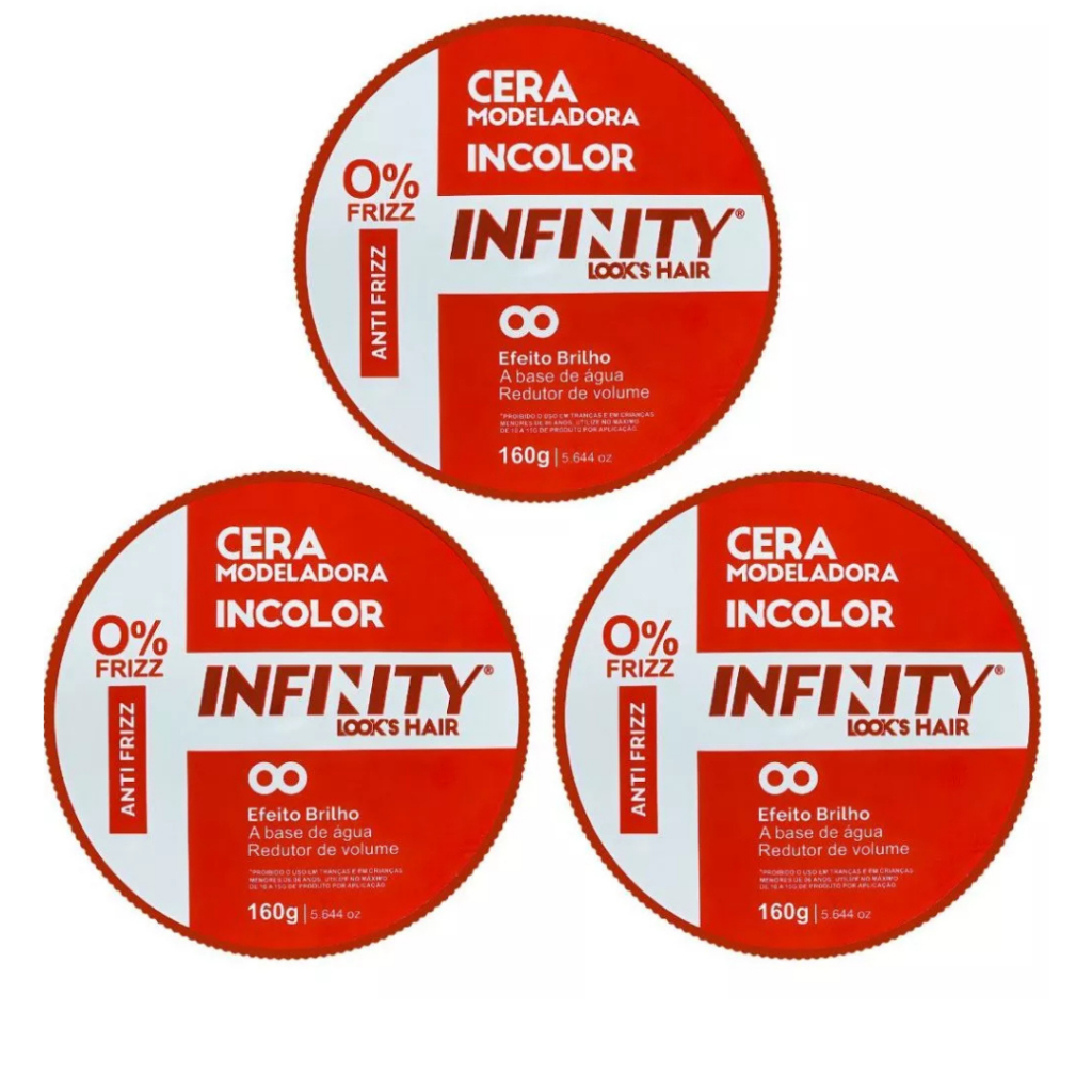 kit 3x Cera Modeladora Incolor 160g Infinity | Alta Fixação Anti Frizz ...