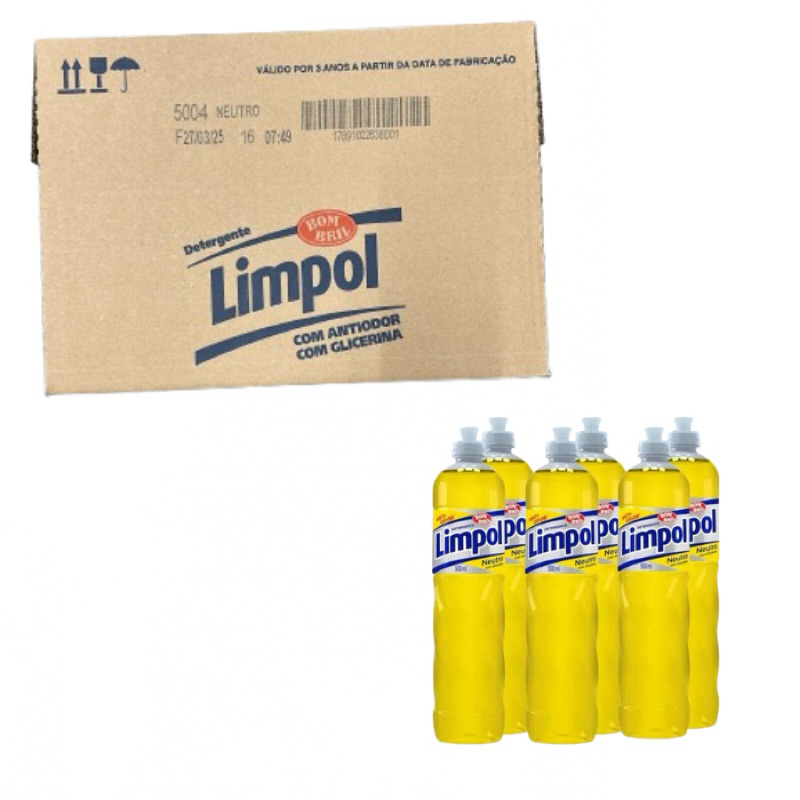 Caixa 24 Detergente Limpol Neutro 500ml | Shopee Brasil