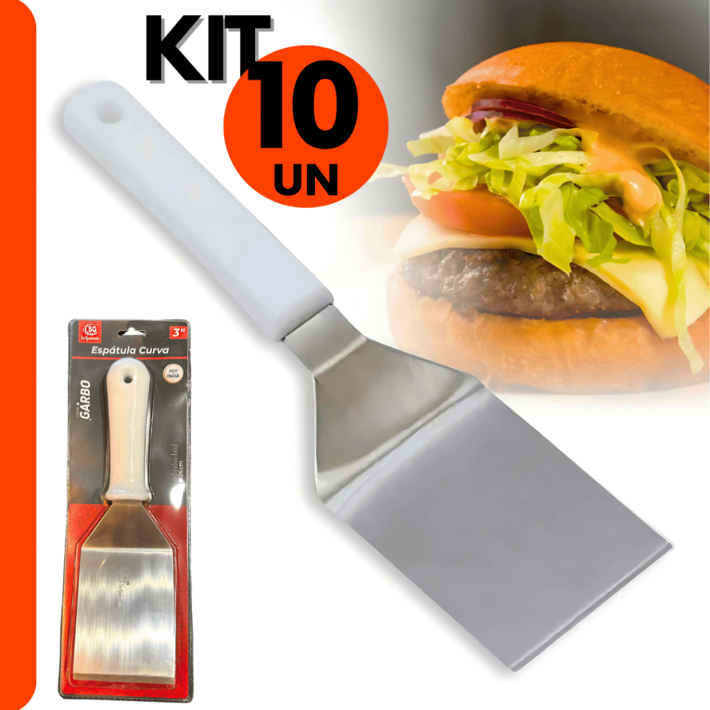 Espátula Curva Inox 3'' Chapa Lanche Chapeiro Cozinha Original Line ...