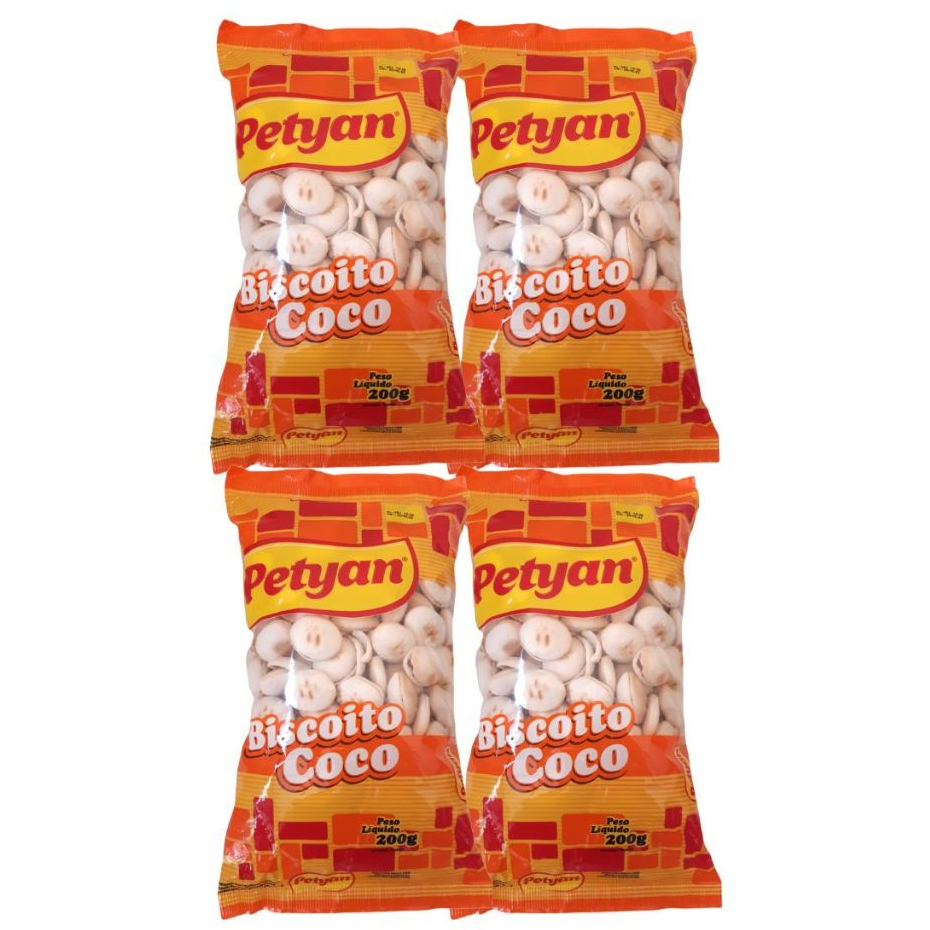 Kit c/4 Biscoito de coco Pocazoi Petyan Coquinho 200g | Shopee Brasil