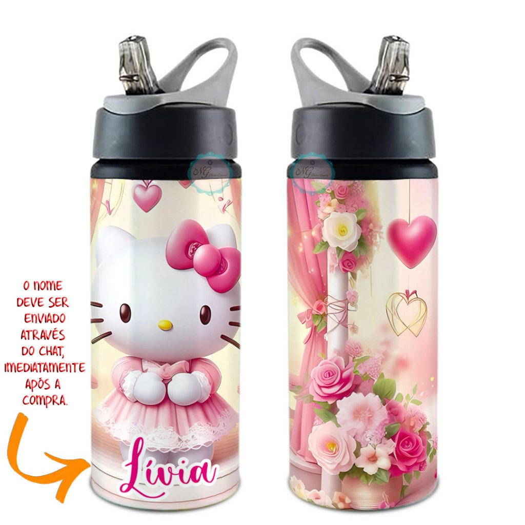 Garrafa Squeeze Hello Kitty Com Seu Nome | Shopee Brasil