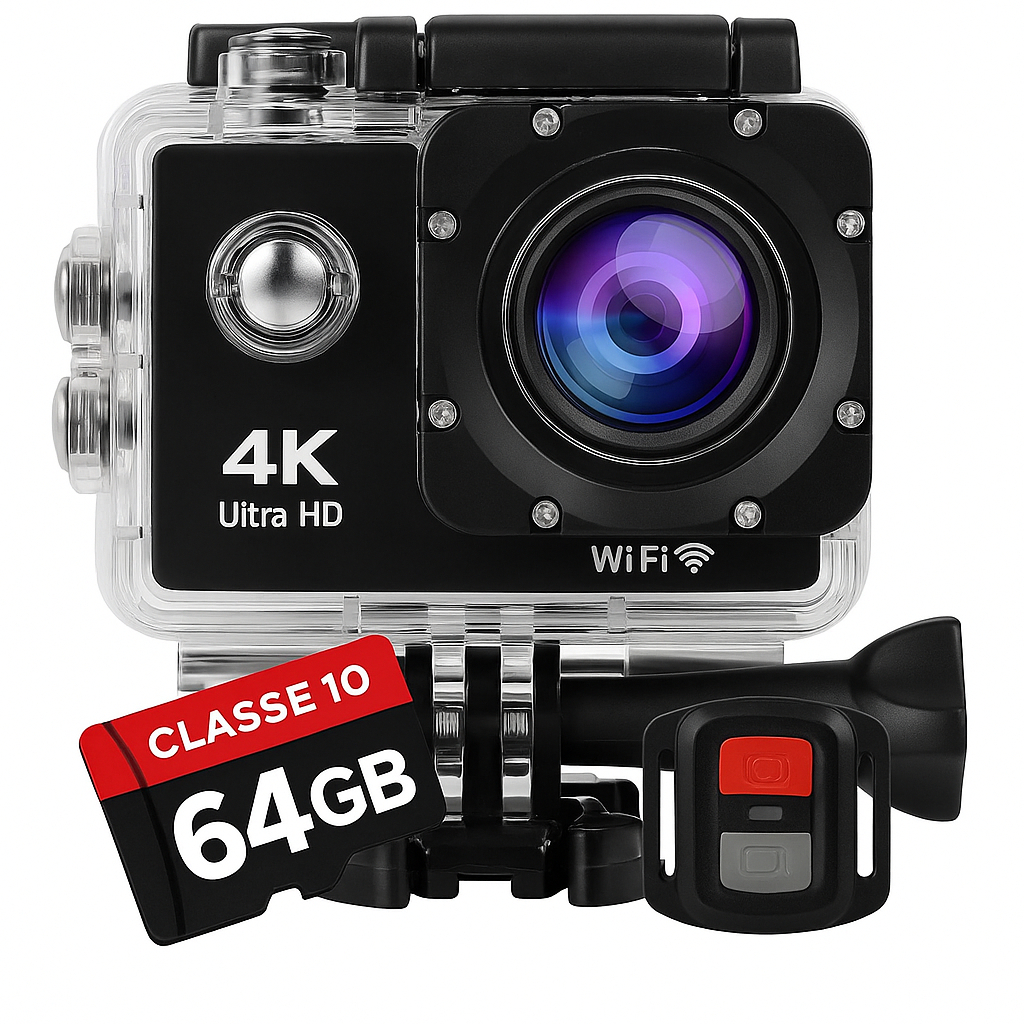 Câmera Sport 4k Wifi Full Hd Cor Preta à Prova D'água + 64gb | Shopee ...