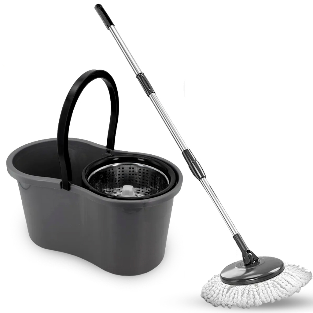 Mop Balde Limpeza Giratório Inox Esfregão 360 9 Litros Rodo Com Refil ...