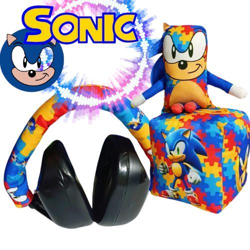 ABAFADOR + NANINHA + DADO SONIC AUTISTA AUTISMO PROTETOR ACOLCHOADO TEA ...