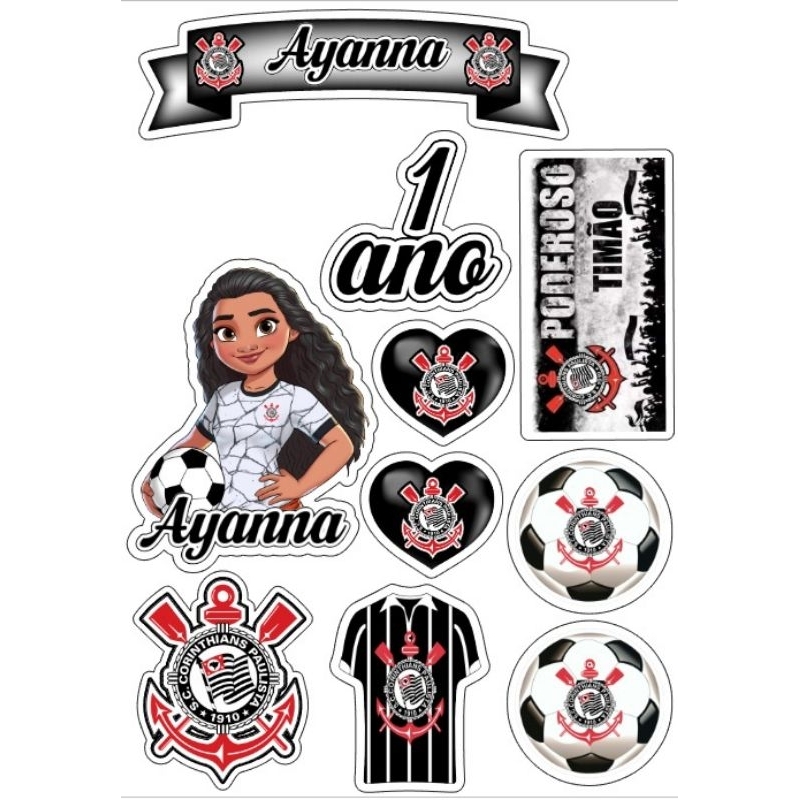 Topo Topper de Bolo Tema Personalizado Corinthians Meninas | Shopee Brasil