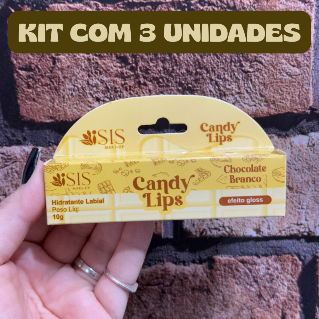 KIT 3 Hidratante Labial Carmed CANDY LIPS CHOCOLATE BRANCO - ISIS MAKE ...